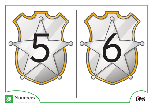 Number Cards – Police Badge Theme 1-10 | Teaching Resources