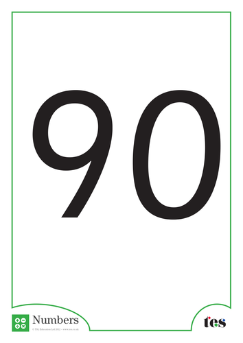A4 Flash cards –Numbers 86-90 | Teaching Resources