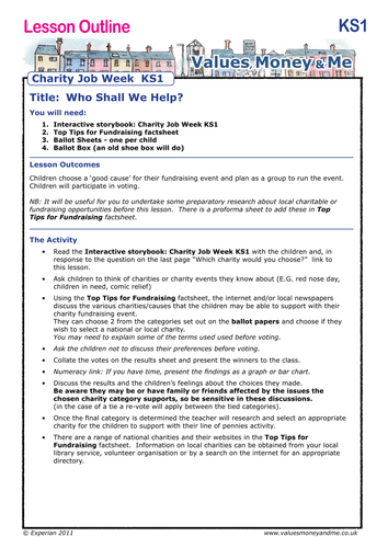 Charity Job Week KS1:Lesson 1 - Who Shall We Help? | Teaching Resources
