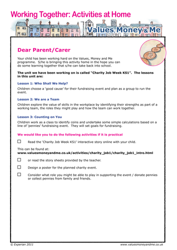 Working Together: Activities at Home (CJW KS1) | Teaching Resources