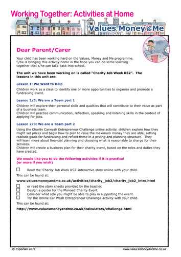 Working Together: Activities at Home (CJW KS2) | Teaching Resources