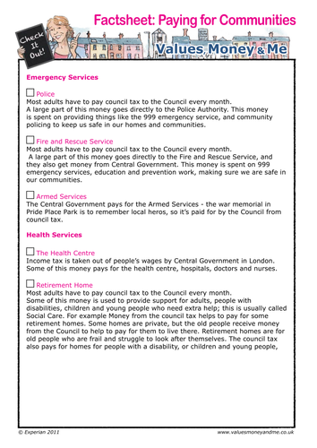 Factsheet: Paying for Communities | Teaching Resources