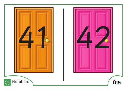 Number Cards - Doors Theme 41-50 | Teaching Resources