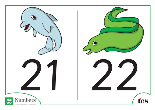 Number Cards - Ocean Theme 21-30 | Teaching Resources
