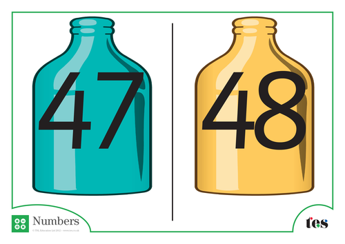 Number Cards - Bottle Theme 41-50 | Teaching Resources