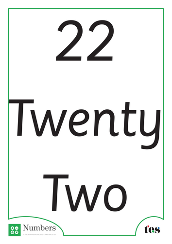 A4 Words and Numbers Flash Cards 21-25 | Teaching Resources