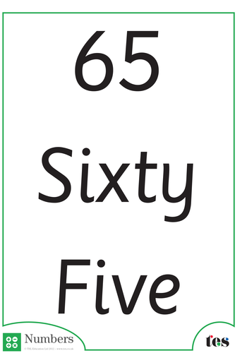 A4 Words and Numbers Flash Cards 61-65 | Teaching Resources