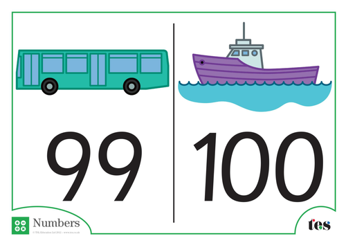 Number Cards - Transport Theme 91-100 | Teaching Resources