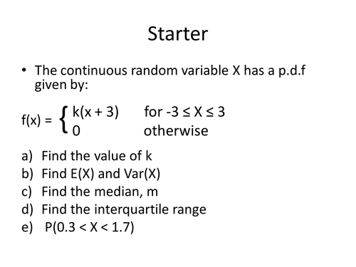 Continuous Random Variables | Teaching Resources Continuous Random Variables | Teaching Resources