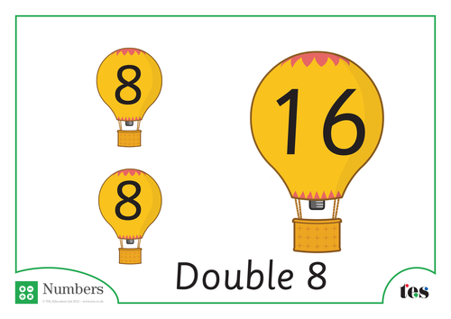 Doubles - Balloons Theme (Double 8) | Teaching Resources