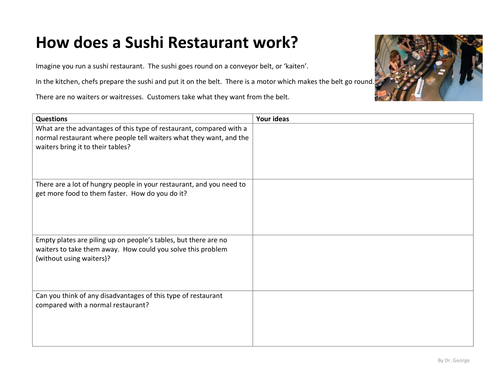 Kaiten Sushi Model of Circulation worksheet KS3 | Teaching Resources