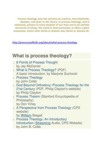 Process Theology | Teaching Resources