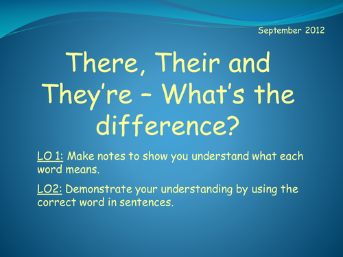 There, Their and They're - What's the Difference? | Teaching Resources