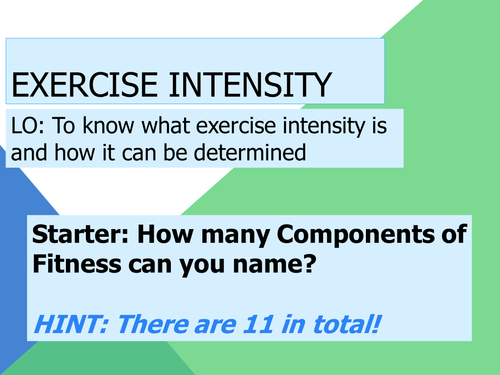 Exercise Intensity - BTEC 2012 | Teaching Resources