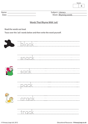 Words that rhyme with 'ack' | Teaching Resources
