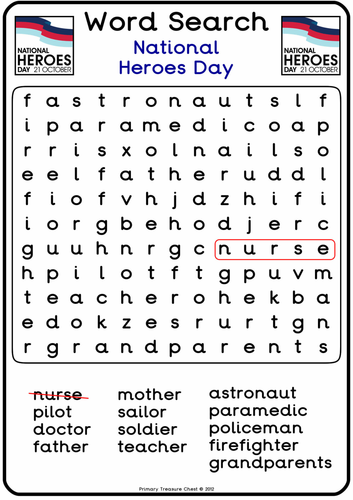 National Heroes Day' themed word search | Teaching Resources