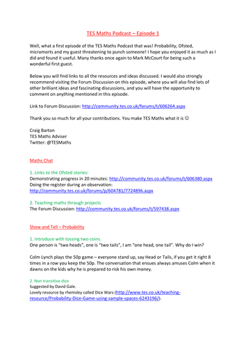 TES Maths Podcast - Probability | Teaching Resources TES Maths Podcast - Probability | Teaching Resources