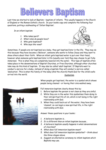 Catholic Baptism Worksheets