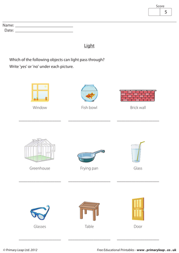 Can light pass through these objects? | Teaching Resources Can light pass through these objects? | Teaching Resources