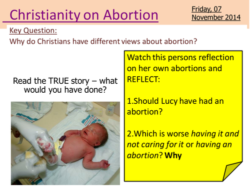Christian attitudes towards abortion. LESSON 5 | Teaching Resources