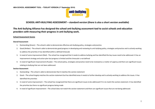 School Anti-Bullying Assessment Toolkit | Teaching Resources School Anti-Bullying Assessment Toolkit | Teaching Resources