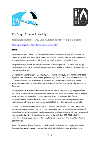 HMD 2013 - KS3/4 Assembly Script | Teaching Resources