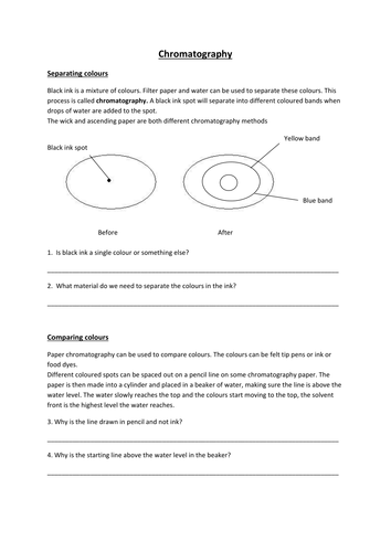 Chromatography Worksheet
