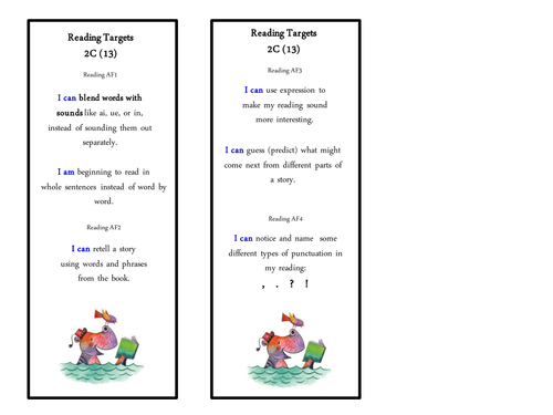 Reading Target Bookmarks, AF's and Levels | Teaching Resources