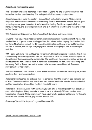 Luke - Bleeding Woman | Teaching Resources