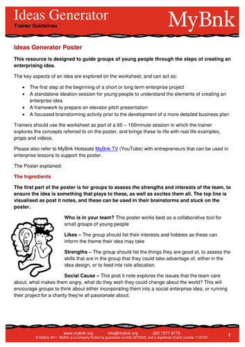 Ideas Generator | Teaching Resources