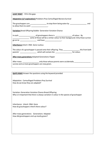 Evolution - variation - inheritance - activity | Teaching Resources Evolution - variation - inheritance - activity | Teaching Resources
