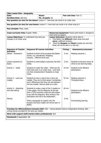 AQA Lesson 2 - Land Use in Urban Areas | Teaching Resources