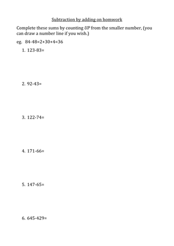 Taking away/ subtraction by adding on using a number line | Teaching ...
