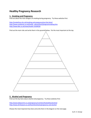 Healthy Pregnancy research task KS3 KS4 | Teaching Resources