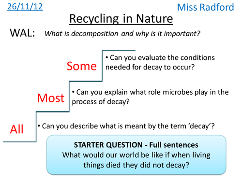 B1.2 Decomposition & Decay - AQA Core science | Teaching Resources