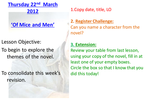 Of Mice and men - revision lesson 3 | Teaching Resources