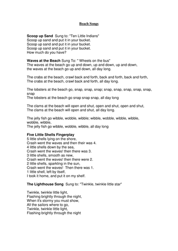 Beach songs | Teaching Resources