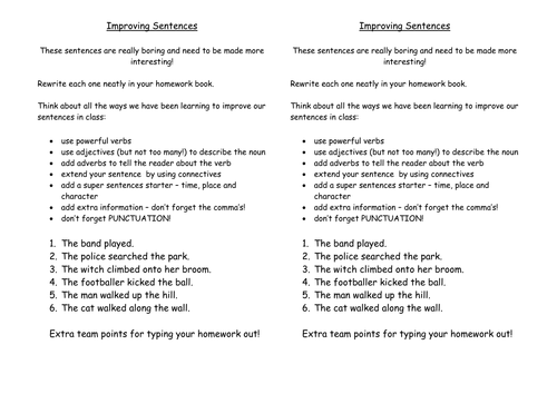 Telescopic Texts Improving Sentences by dave_orritt | Teaching Resources