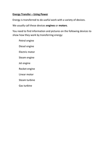 Energy transfers | Teaching Resources Energy transfers | Teaching Resources