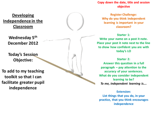 Developing Independence In The Classroom Training | Teaching Resources