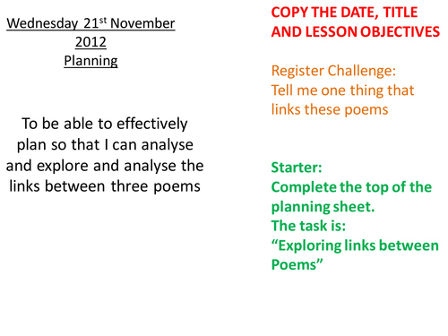 Poetry Scheme - 3 Poems - Lesson 7 Planning | Teaching Resources