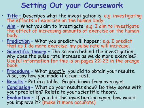 coursework guidance | Teaching Resources