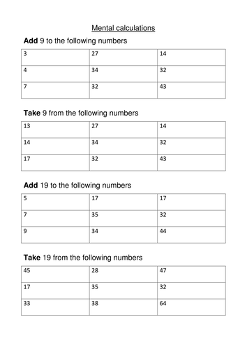 Adding 9 to a number | Teaching Resources