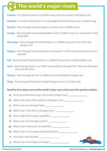 The world's major rivers | Teaching Resources