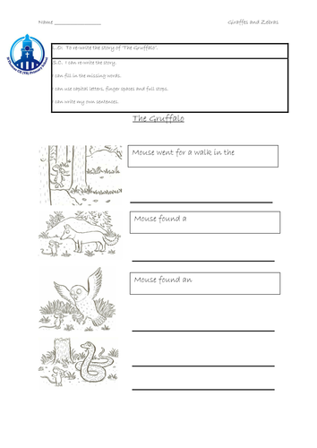 The Gruffalo - Big Write - Re-write the Story. | Teaching Resources