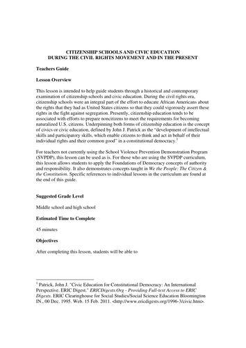 Citizenship Schools and Civic Education | Teaching Resources