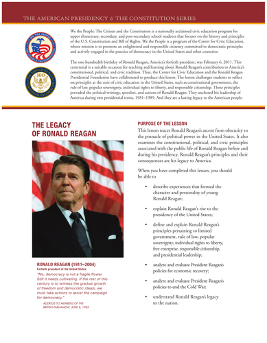 The Legacy of Ronald Reagan | Teaching Resources The Legacy of Ronald Reagan | Teaching Resources
