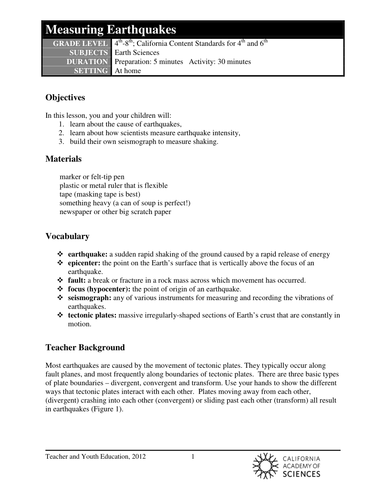 Measuring earthquakes lesson plan and worksheet by SaveTeachersSundays ... Measuring earthquakes lesson plan and worksheet by SaveTeachersSundays ...