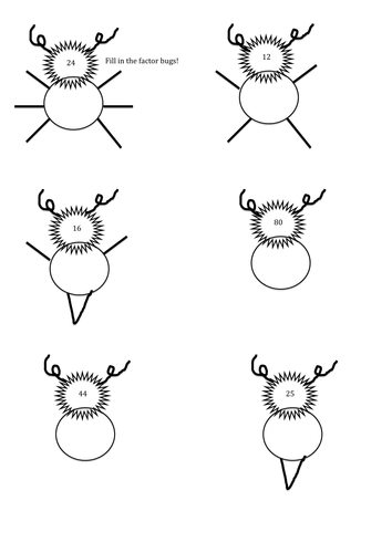 Factor Bugs template | Teaching Resources