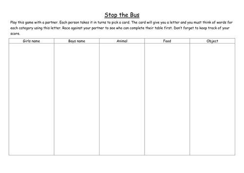 Stop the Bus 'finished work' activity | Teaching Resources